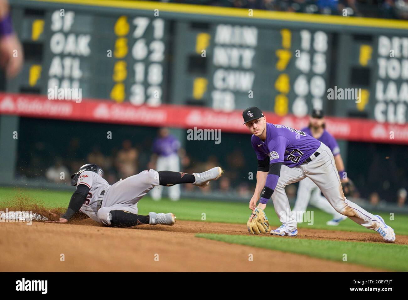 August 21 2021: Arizona first baseman Christian Walker (53) slides into ...