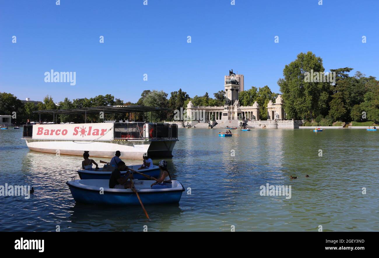 The boating lake in the Retiro public park Madrid Spain with rowing ...