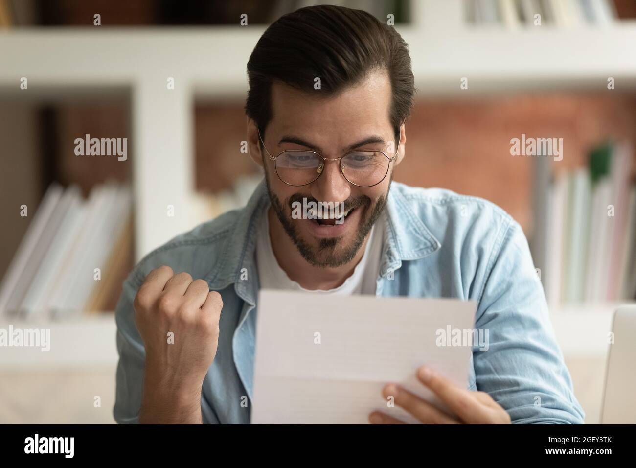 Reading an emotional letter hi-res stock photography and images - Alamy