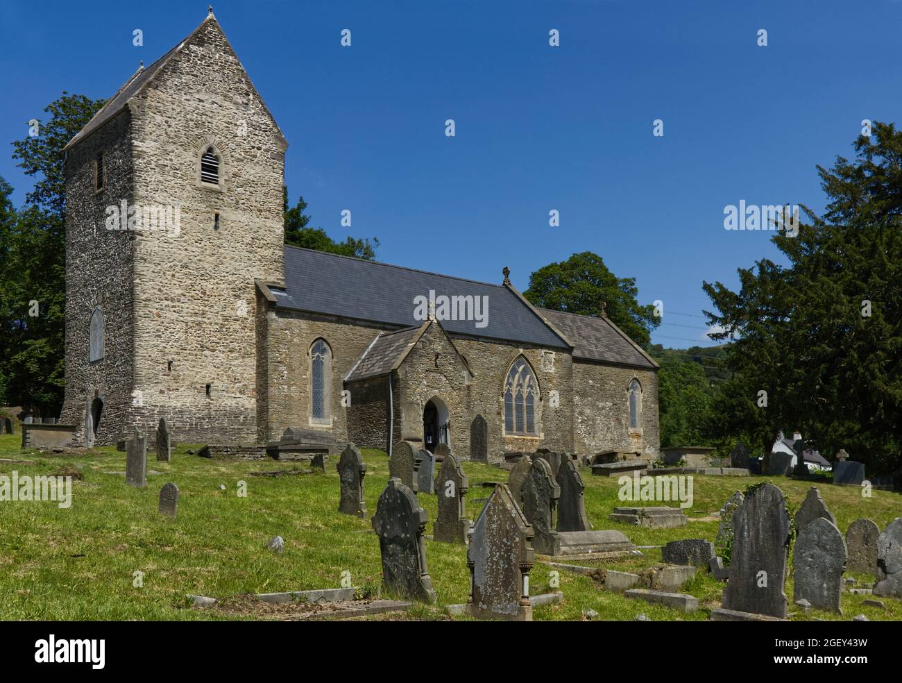 St. Barrwg's Church and graveyard, Bedwas, Monmouthshire, Wales Stock ...