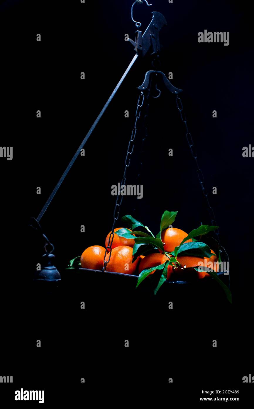 Scale to weigh a kilo of oranges made typical of Sicily region Italy ...