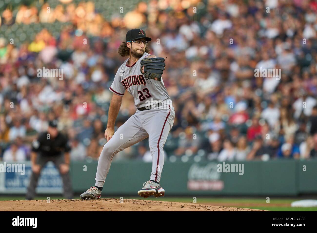August 21 2021: Arizona pitcher Zac Gallen (23) throws a pitch during ...