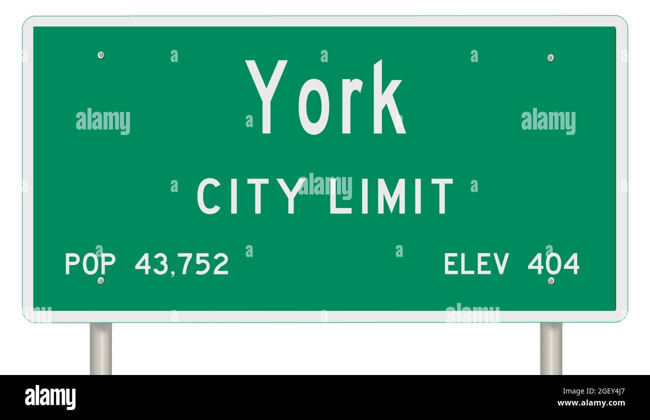 Rendering of a green Pennsylvania highway sign with city information ...