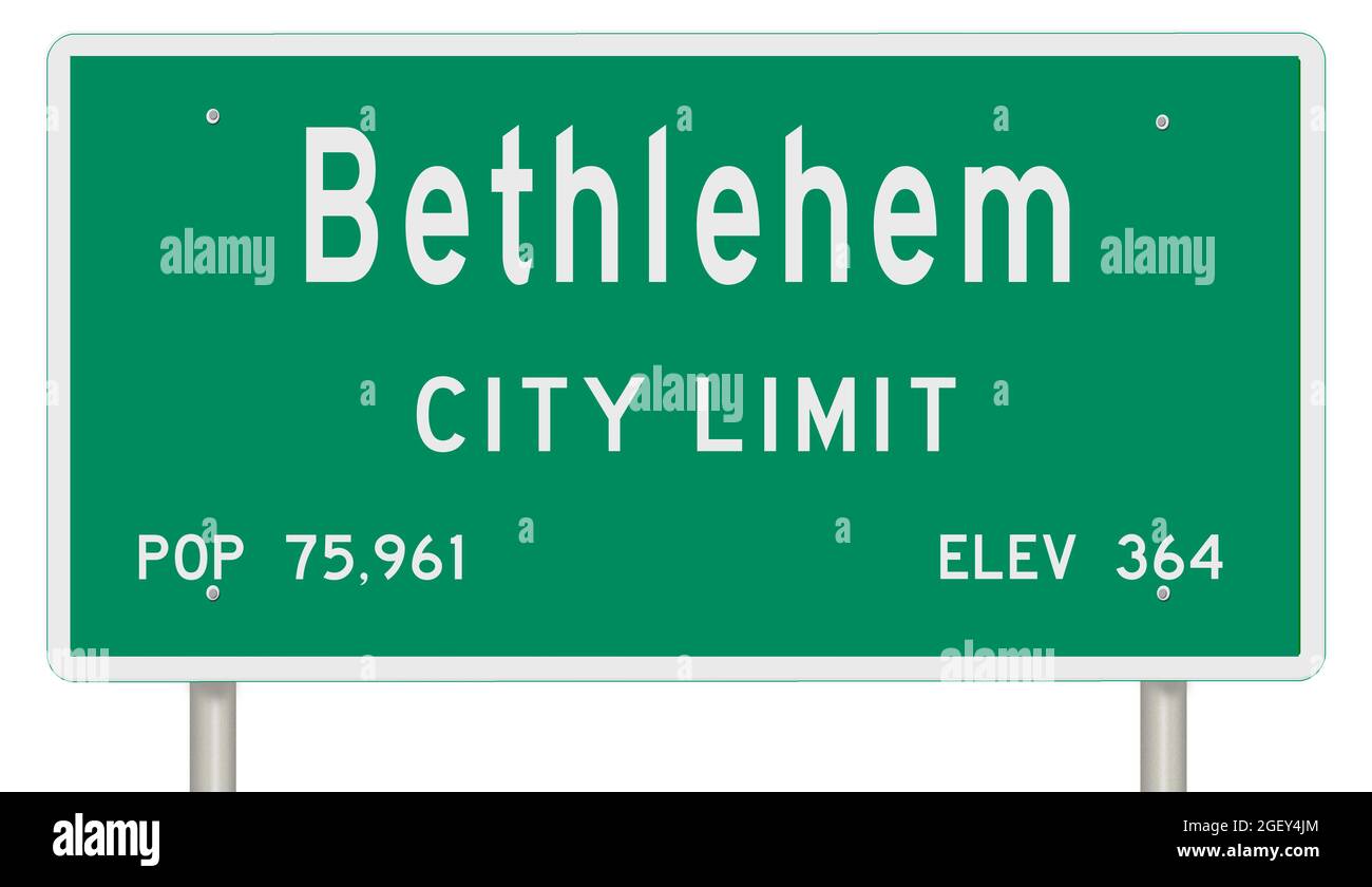 Rendering of a green Pennsylvania highway sign with city information ...