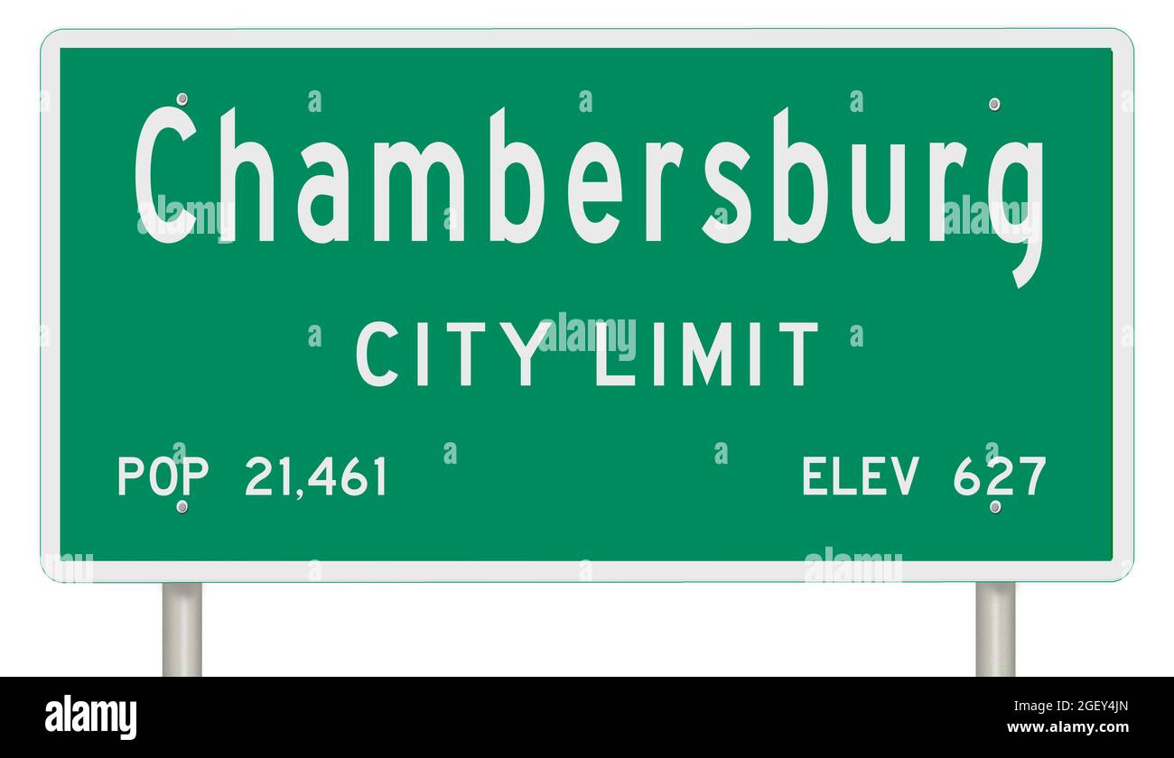 Rendering of a green Pennsylvania highway sign with city information ...