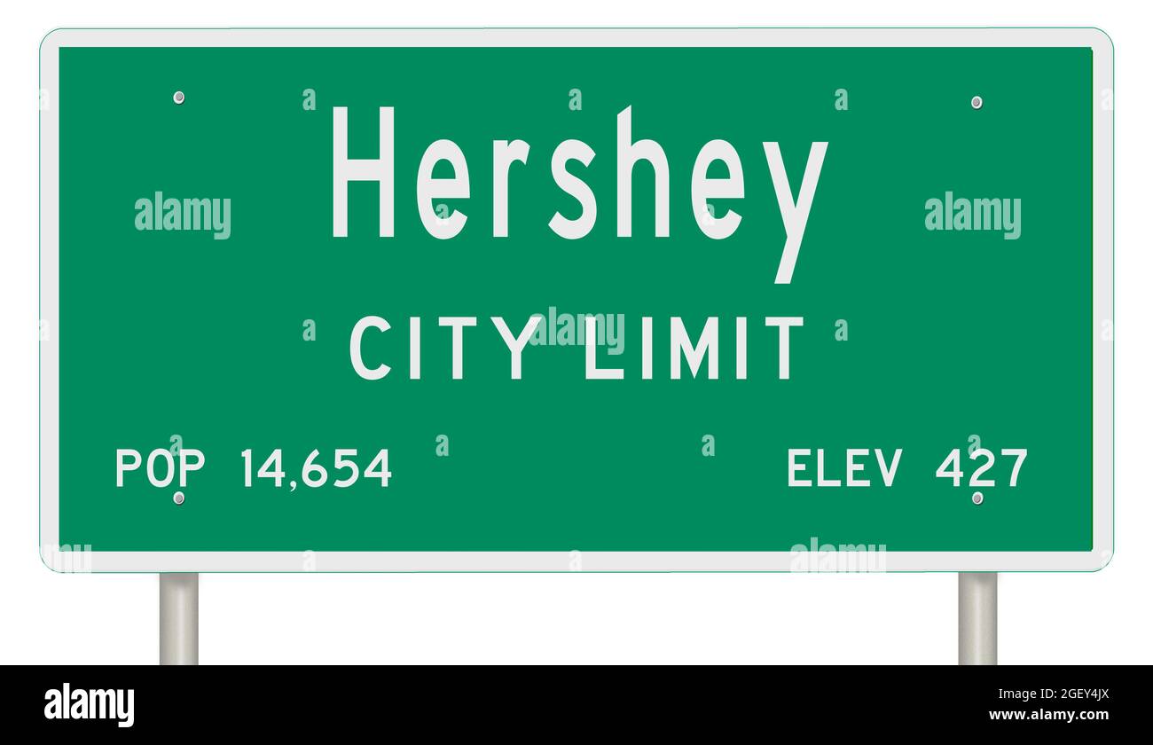 Rendering of a green Pennsylvania highway sign with city information ...