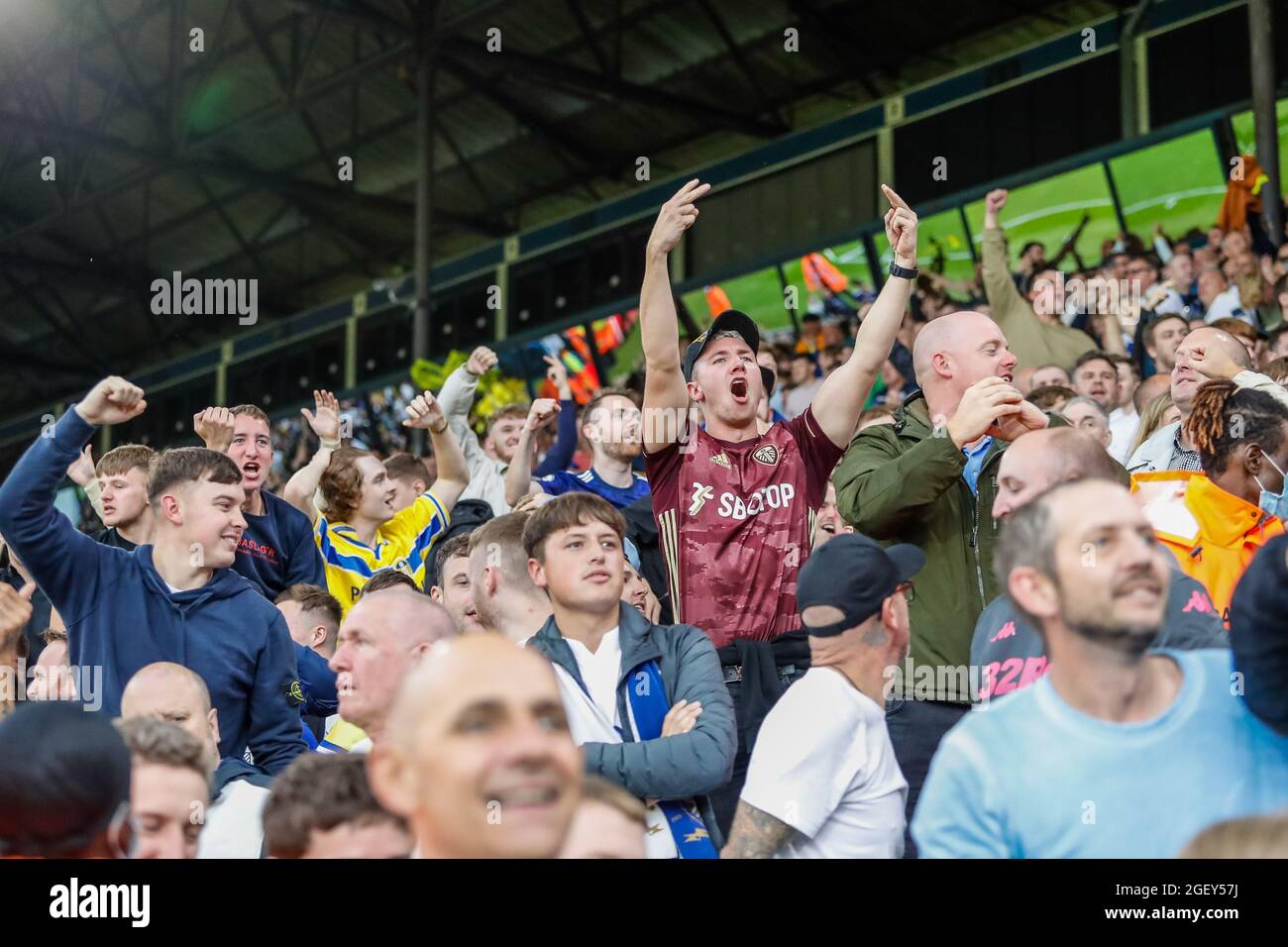 Leeds United fans in action during the game Stock Photo - Alamy