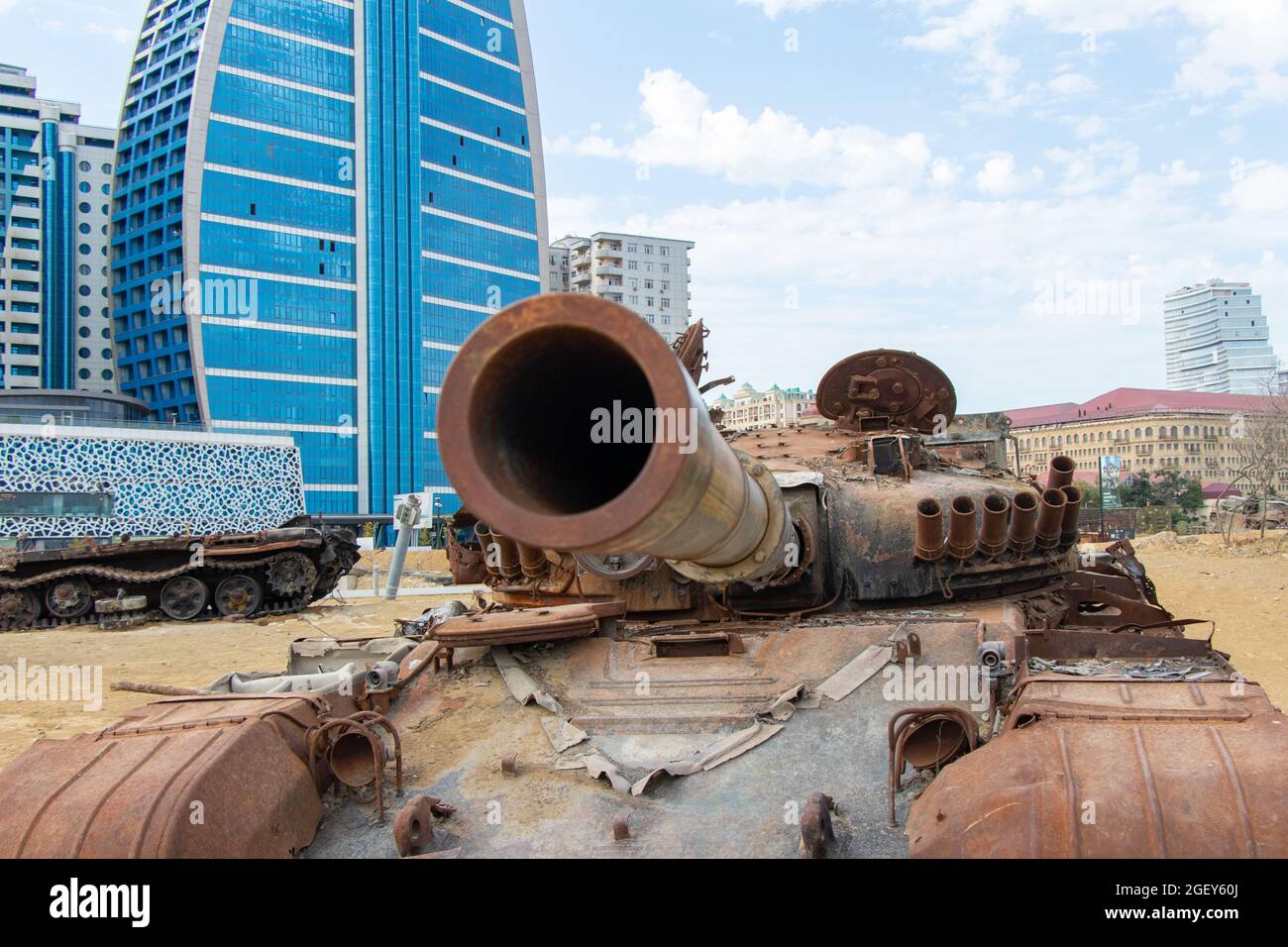 Destroyed Armenian tank during Karabakh war. Military Trophies Park ...