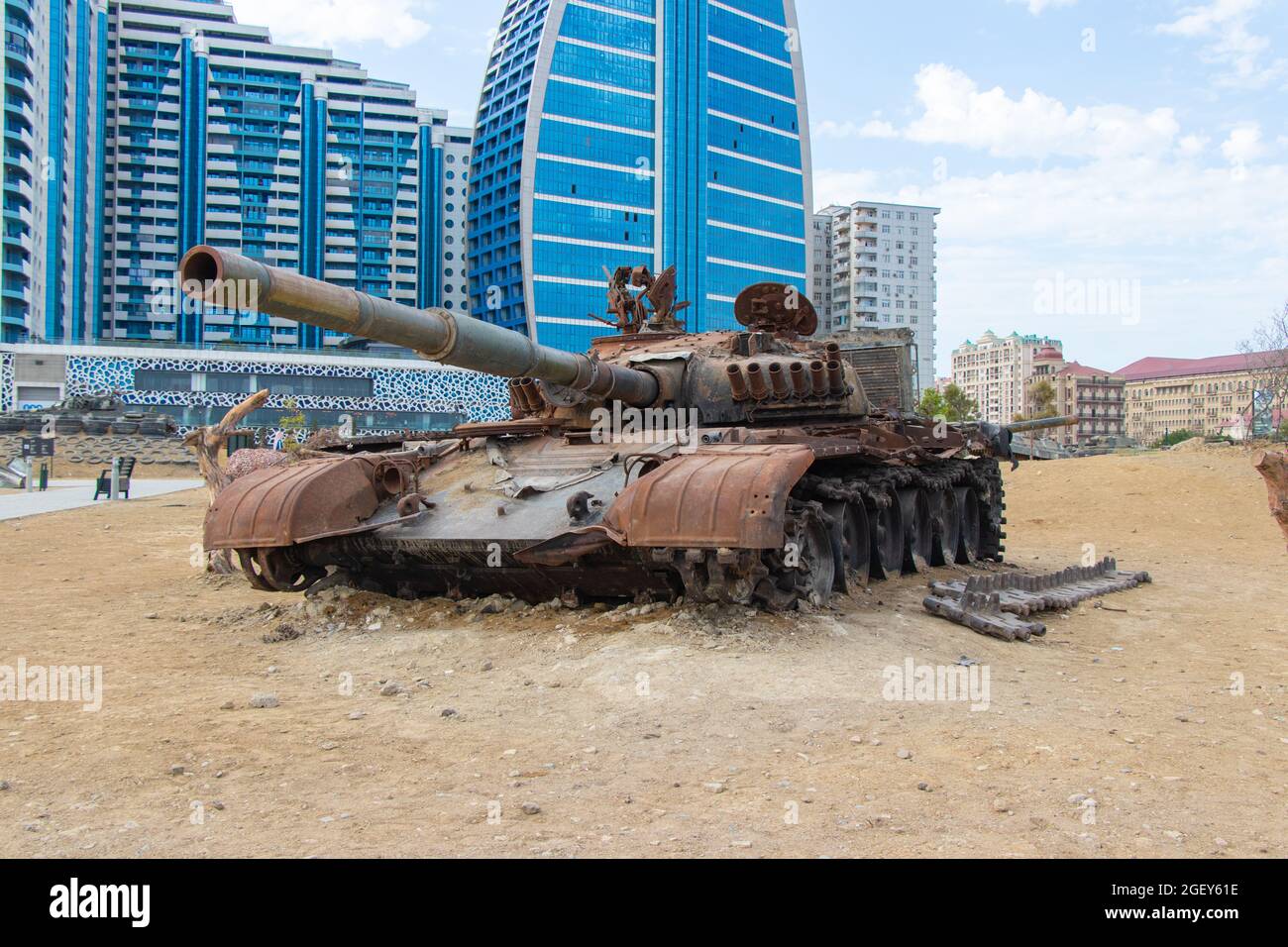 Destroyed Armenian tank during Karabakh war. Military Trophies Park ...