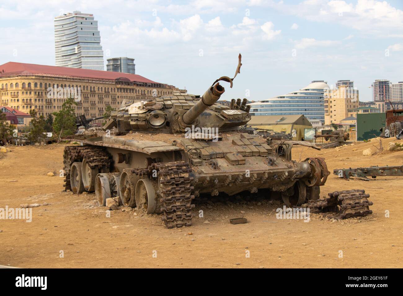 Destroyed Armenian tank during Karabakh war. Military Trophies Park ...