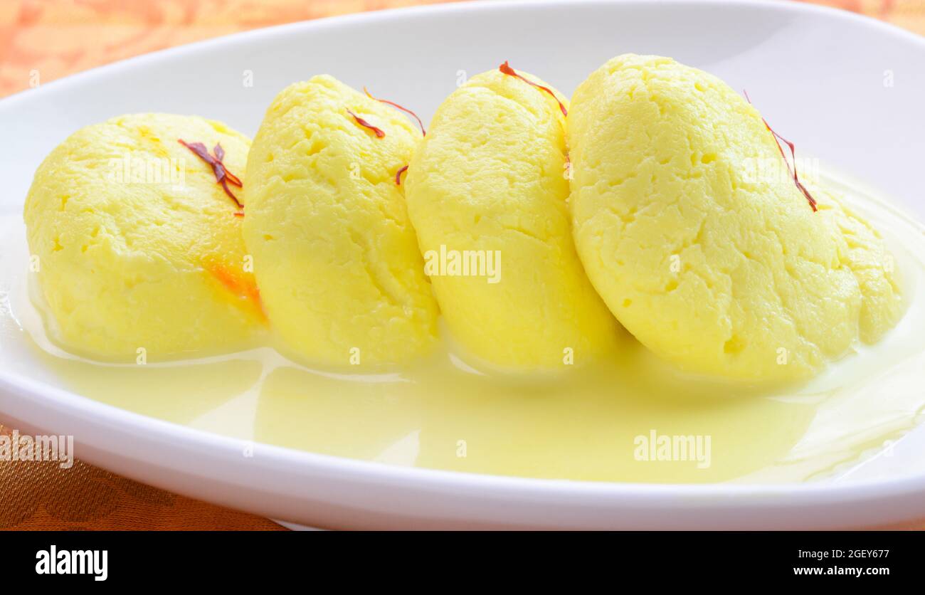 Rasmalai also called as rossomalai is an Indian dessert dish Stock ...