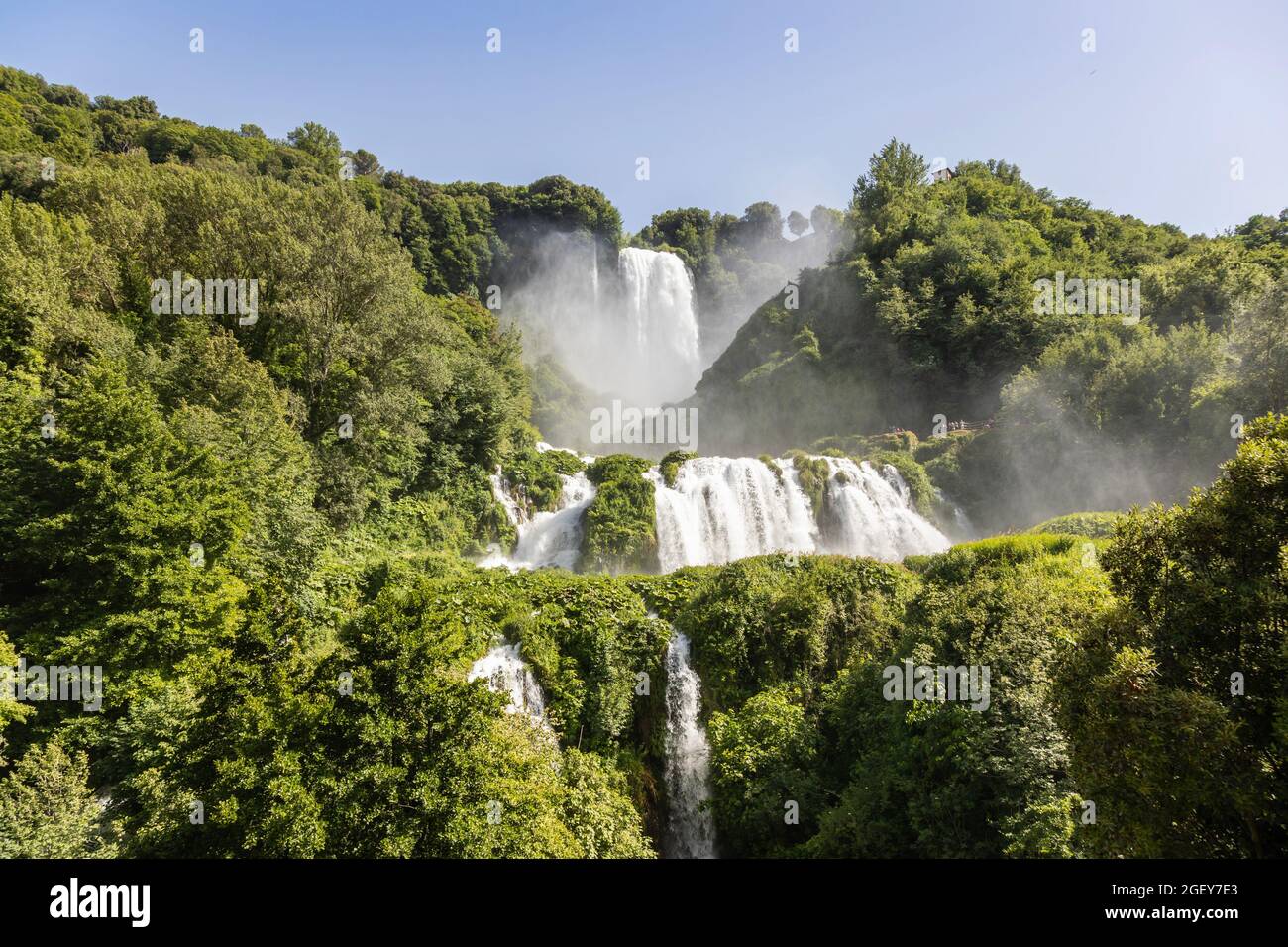 Marmore waterfall in Umbria region, Italy. Amazing cascade splashing ...