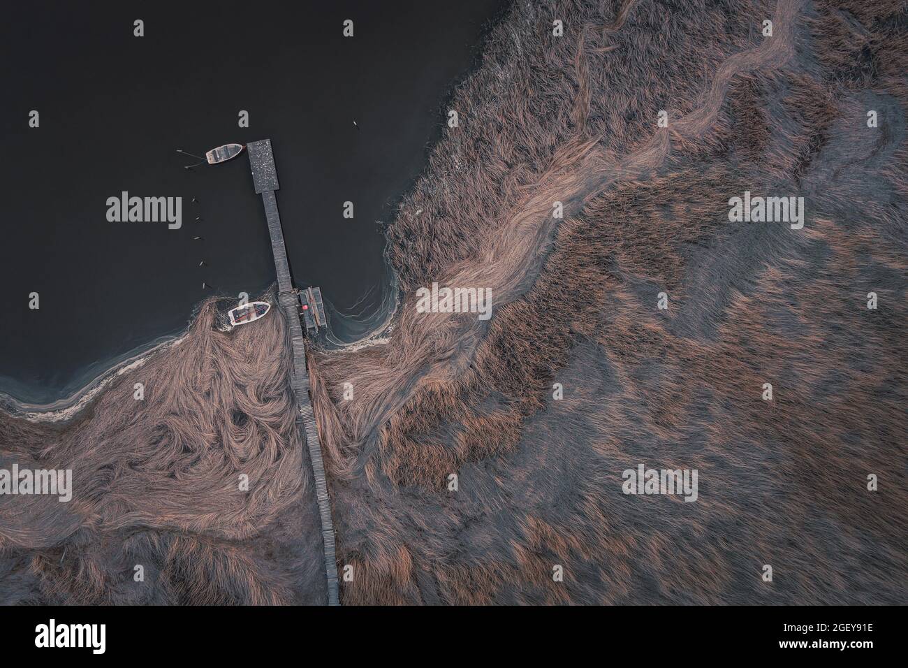 Aerial top view of old wooden pier, sea coast Stock Photo - Alamy