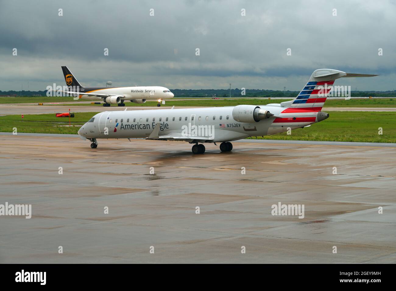 DALLAS, TX -18 MAY 2021- View of a regional airplane from American ...