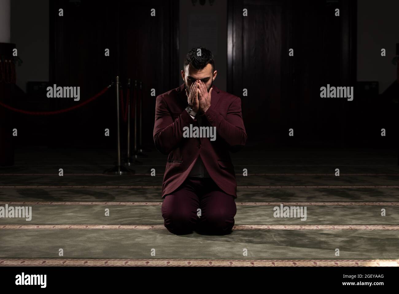 Businessman Muslim Making Traditional Prayer to God Allah in the Mosque ...