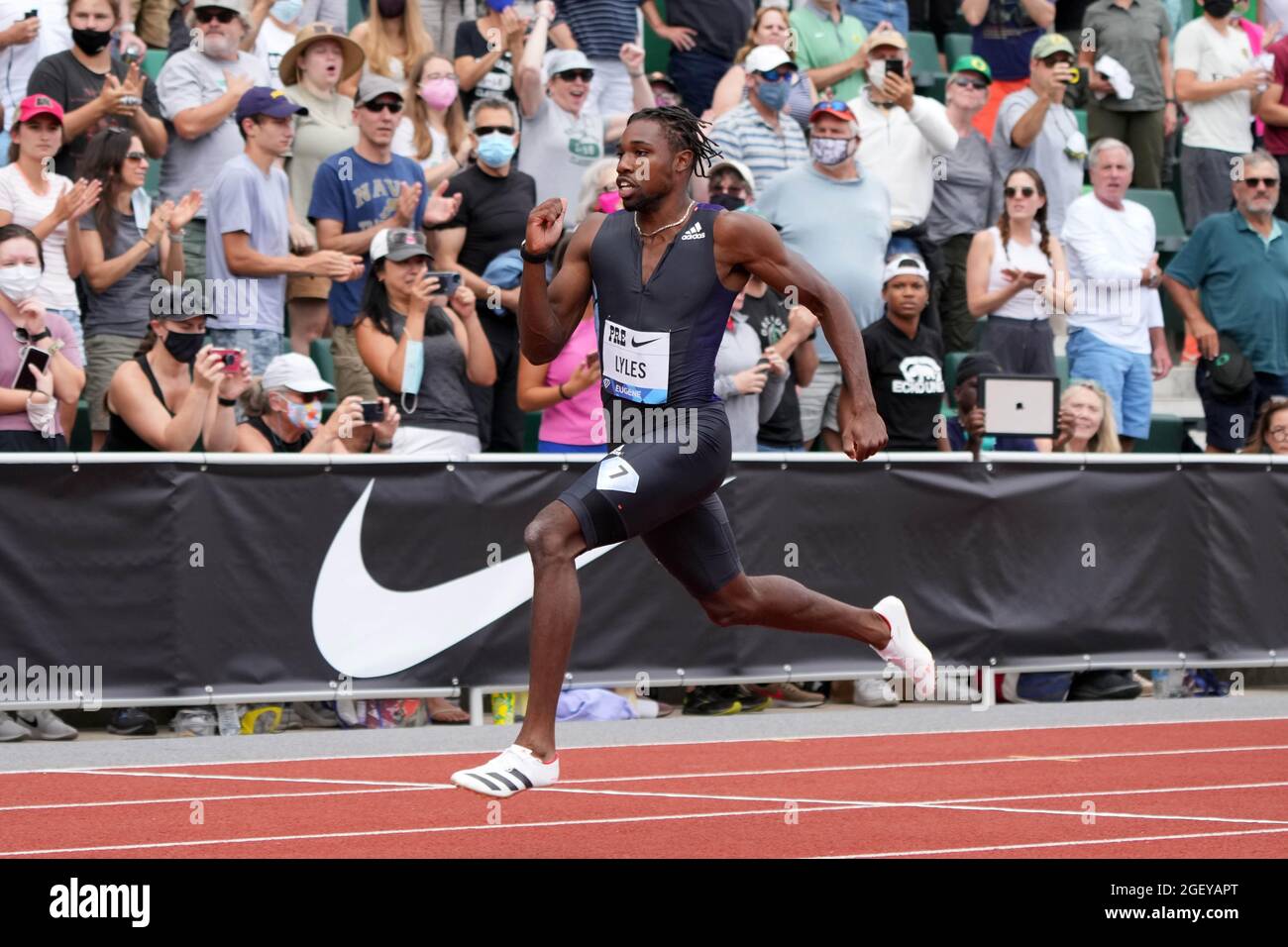 Noah Lyles (USA) wins the 200m in a meet-record 19.52 during the 46th ...