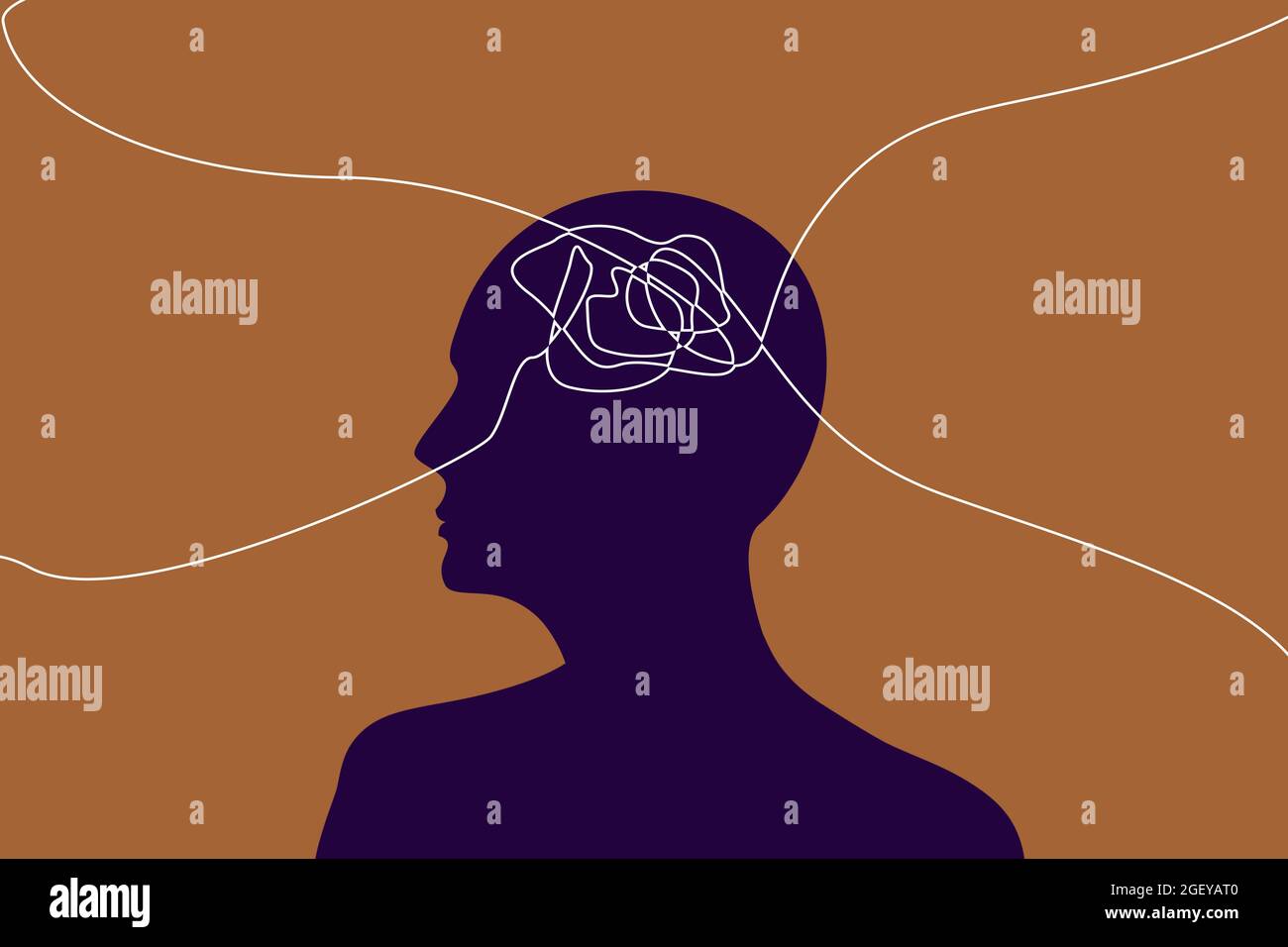 Man Psychology Concept Idea. Human Head with Messy line in ...