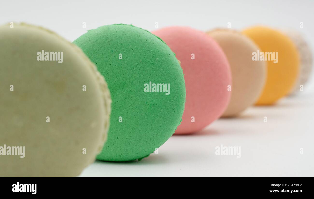 Multiple flavor Cake macaron or macaroon on turquoise macros Stock ...