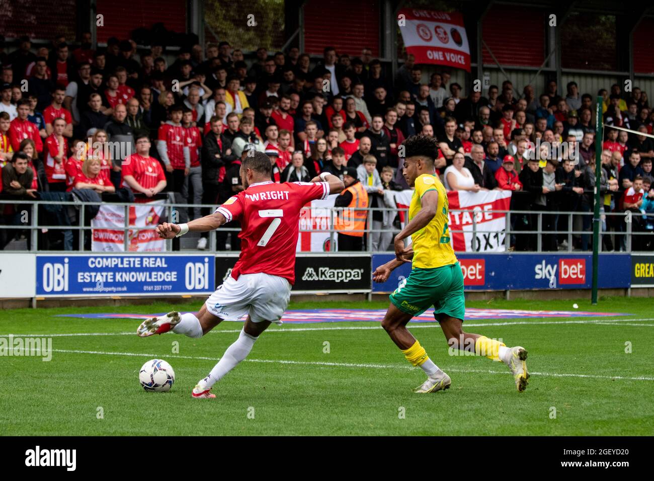 The Peninsula Stadium. Salford City 0-1 Swindon Town. Tyreik Samuel ...
