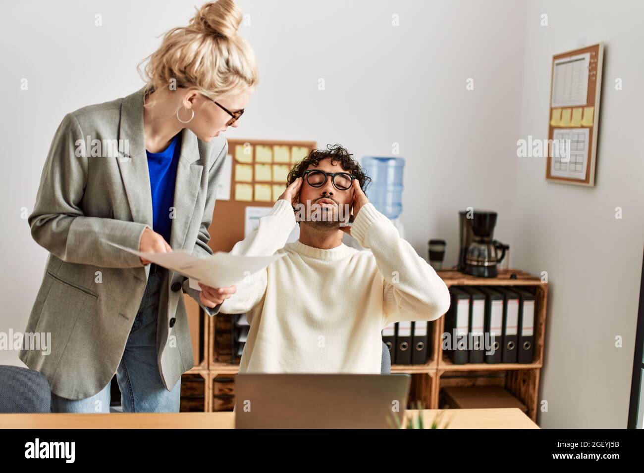 Businessman overworked and stressed of her boss at the office Stock ...