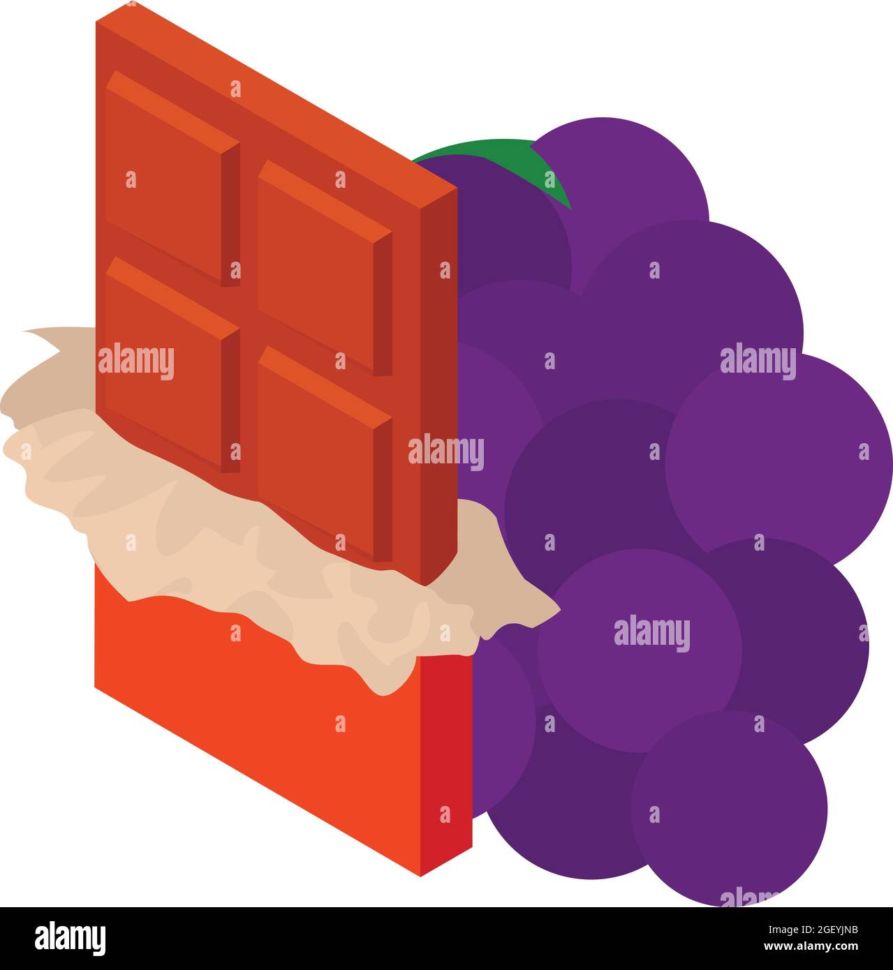 Organic chocolate icon isometric vector. Fresh blackberry and milk ...