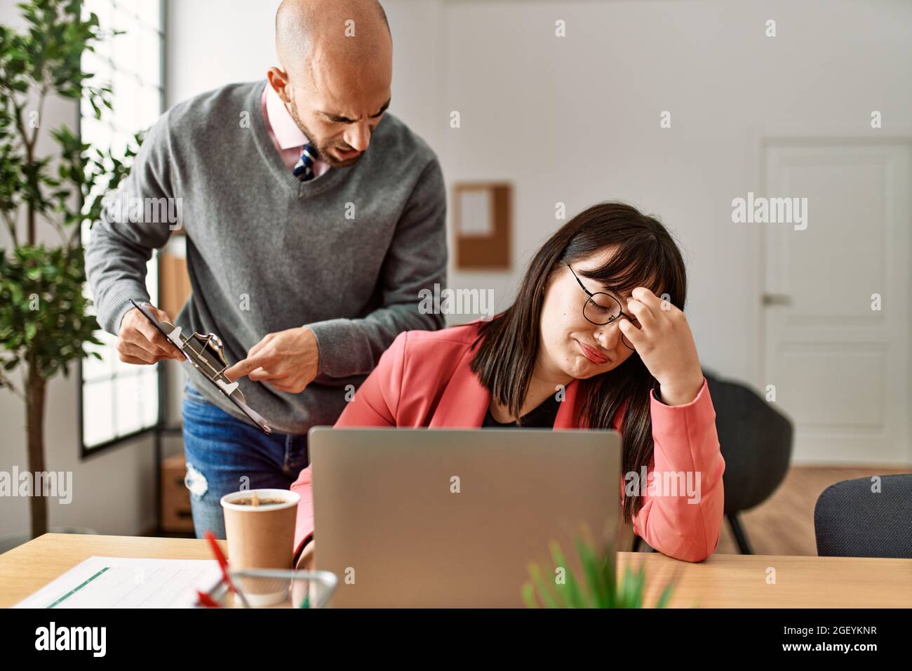 Businesswoman overworked and stressed of her boss at the office Stock ...