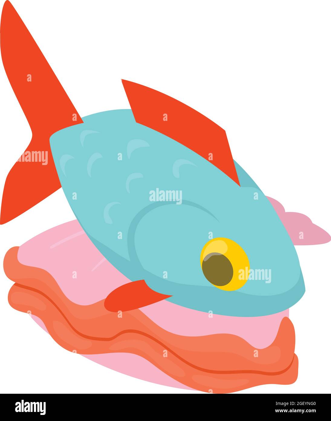 Seafood icon isometric vector. Fresh raw fish and oyster shell icon ...