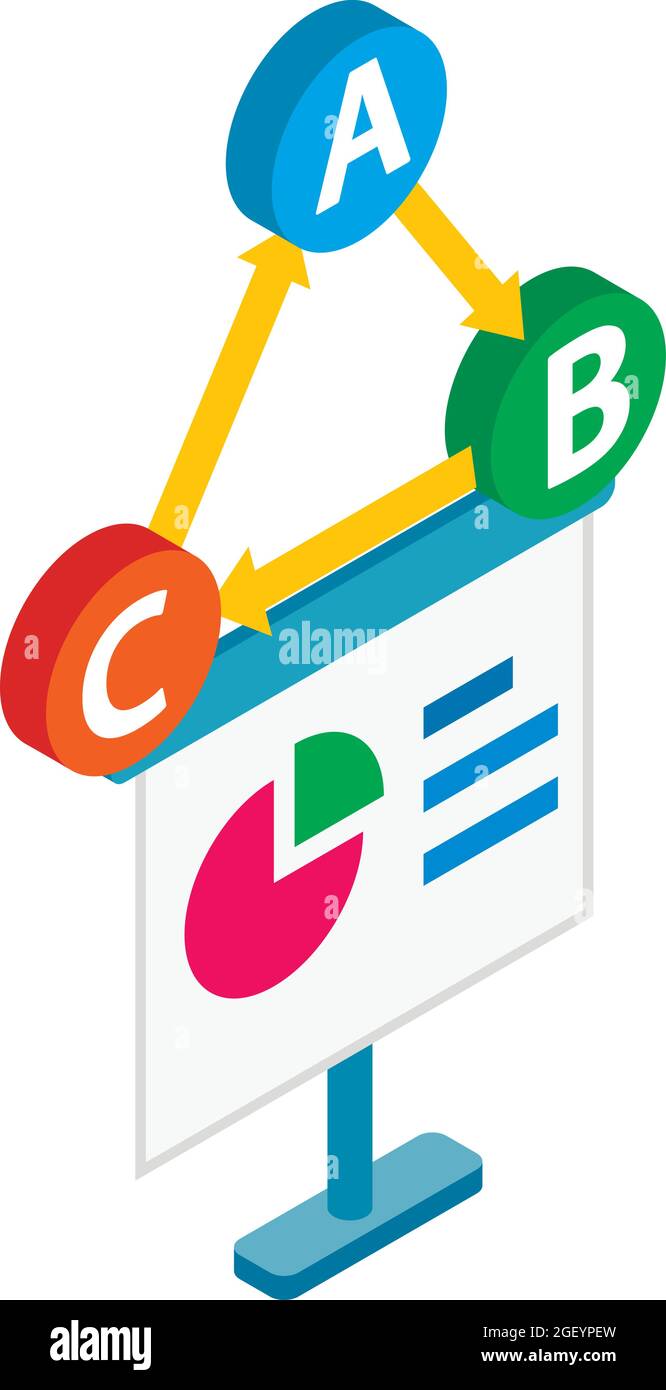 Business planning icon isometric vector. White board with piechart and ...