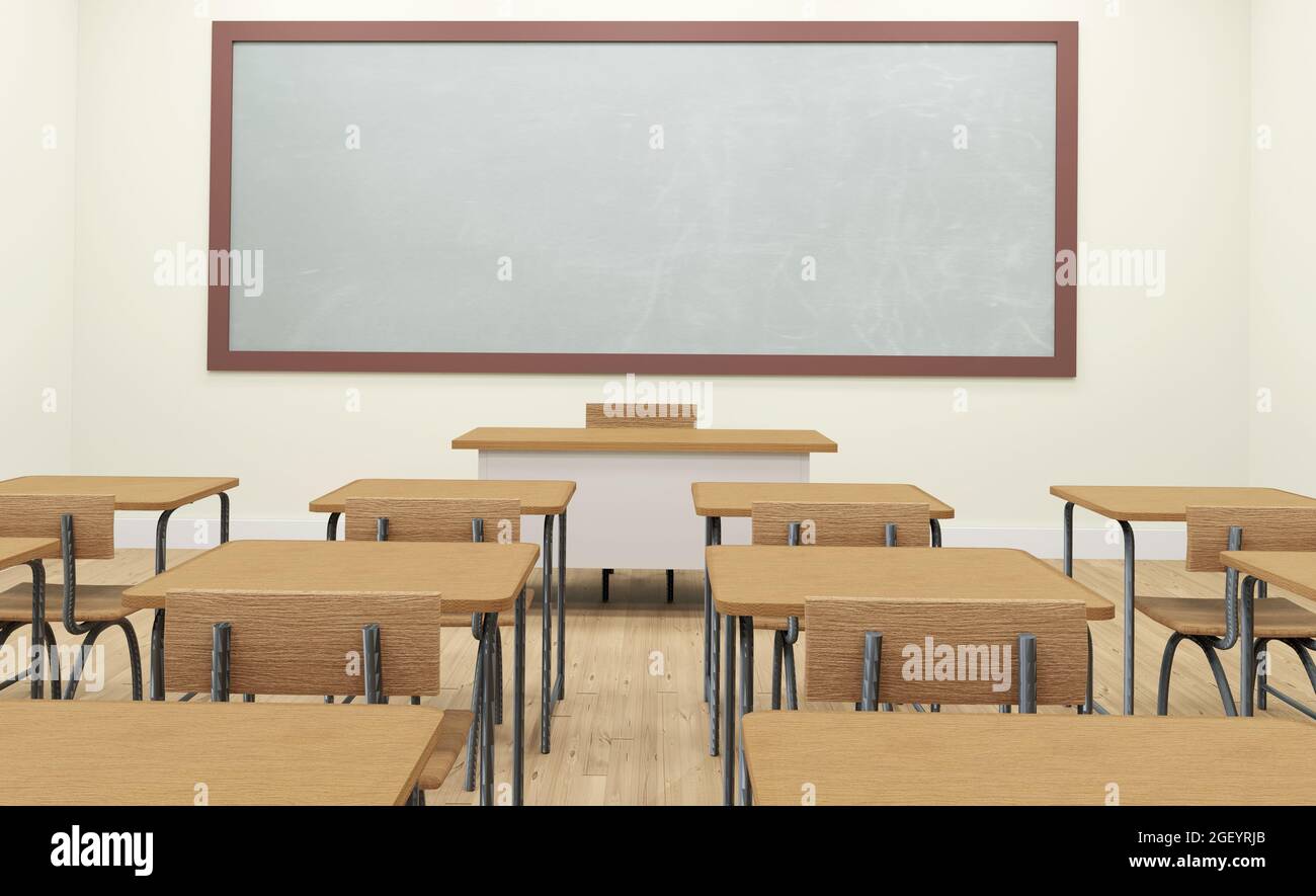 An Empty school classroom interior 3d illustration Stock Photo - Alamy