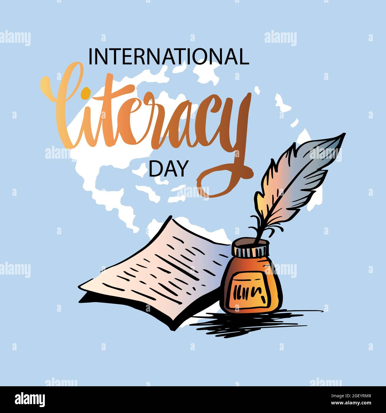 International Literacy Day poster. September 08. Education concept ...