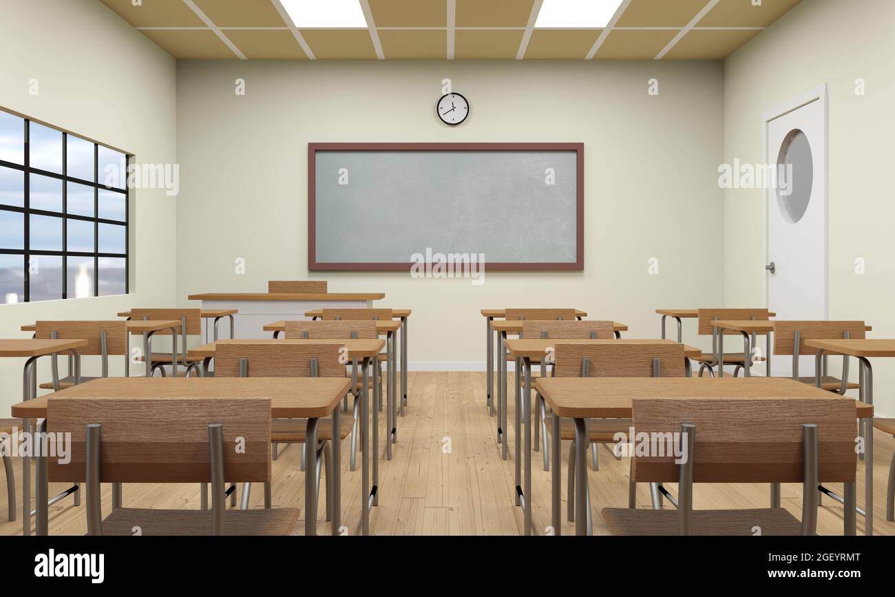 An Empty school classroom interior 3d illustration Stock Photo - Alamy