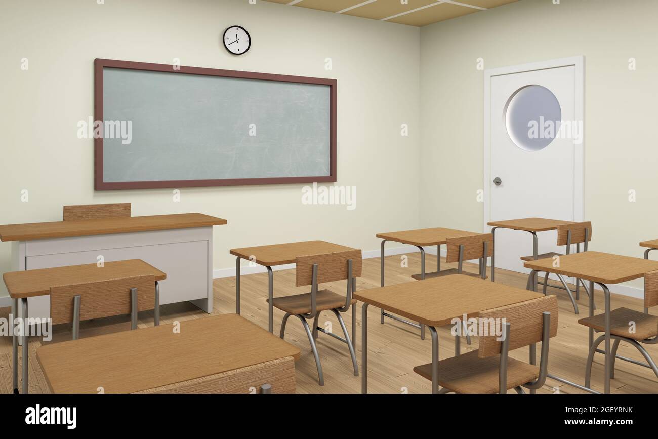 An Empty school classroom interior 3d illustration Stock Photo - Alamy