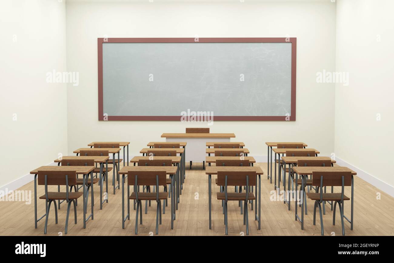 An Empty school classroom interior 3d illustration Stock Photo - Alamy