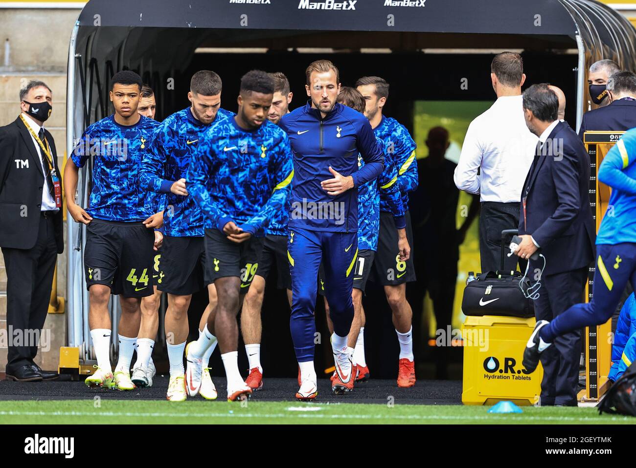 Harry Kane #10 of Tottenham Hotspur stars on the bench s he comes out ...