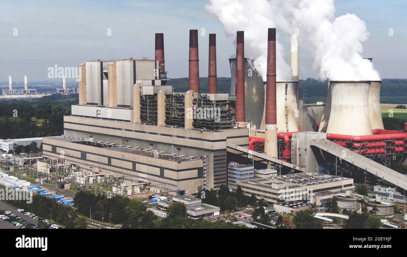 Aerial view of Nuclear power plant Station, cooling towers of atomic ...