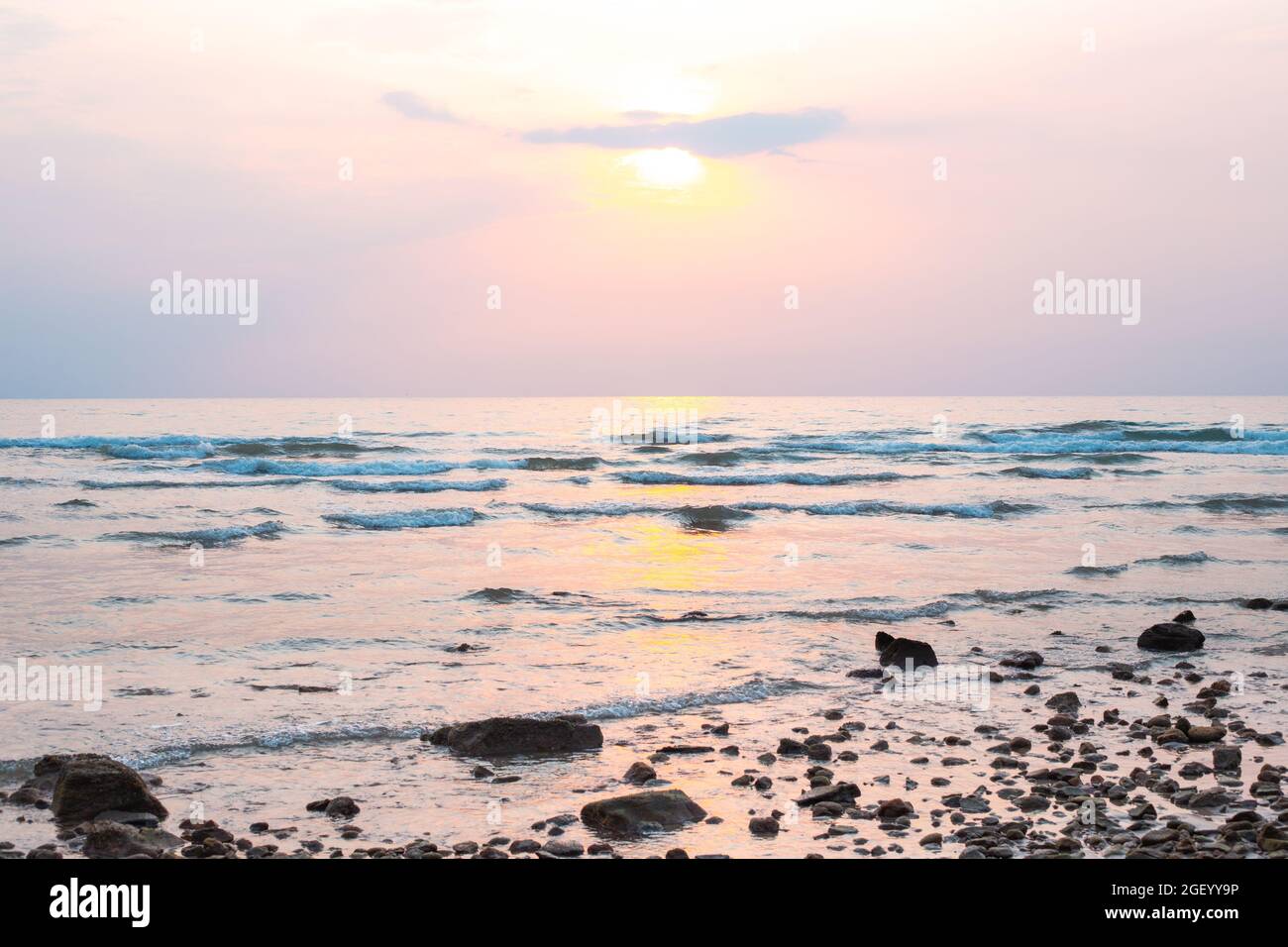 delicate pink sunset on the seashore, beautiful tropical evening Stock ...