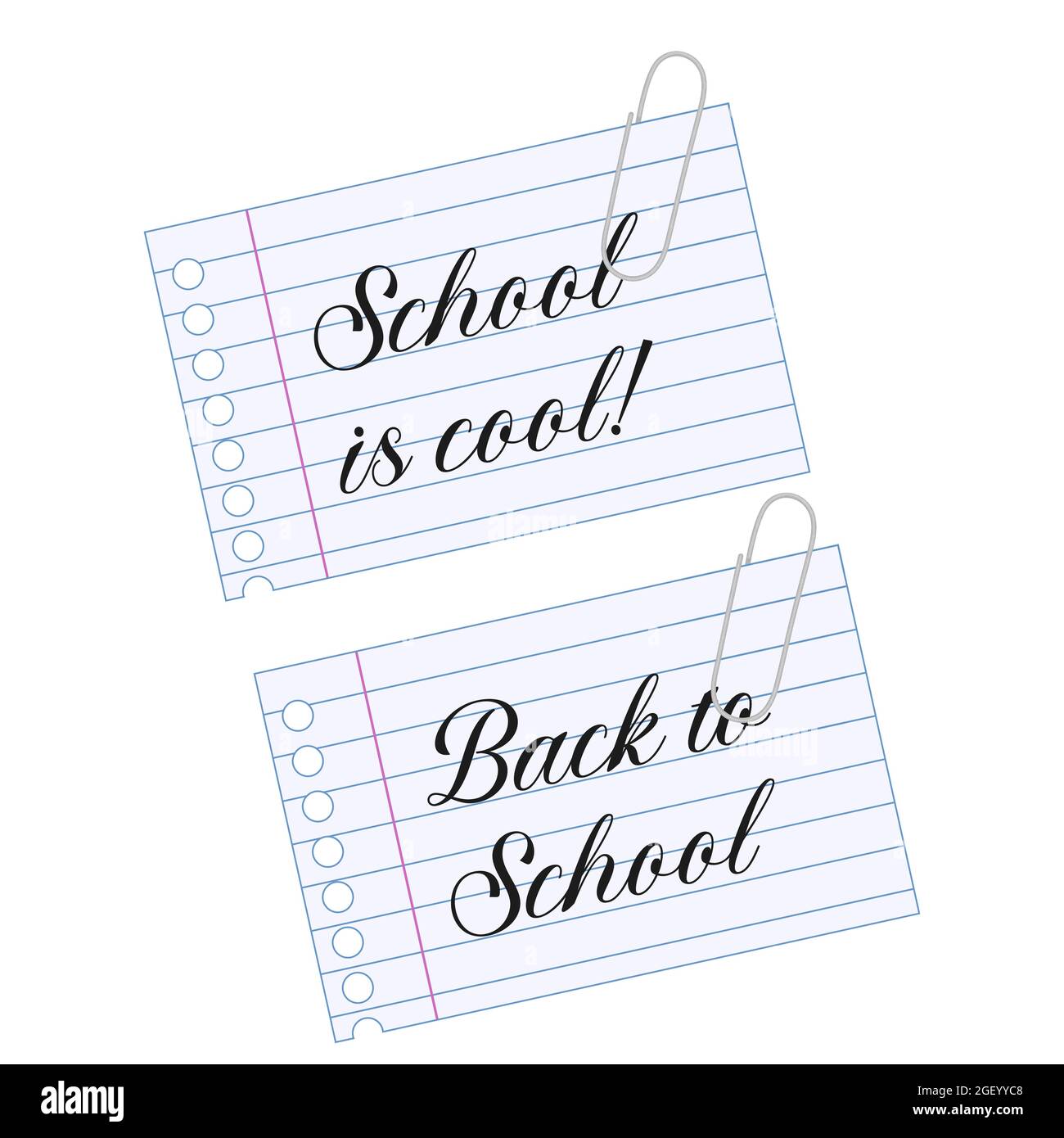 Back to school quote on piece of paper. Vector illustration Stock ...