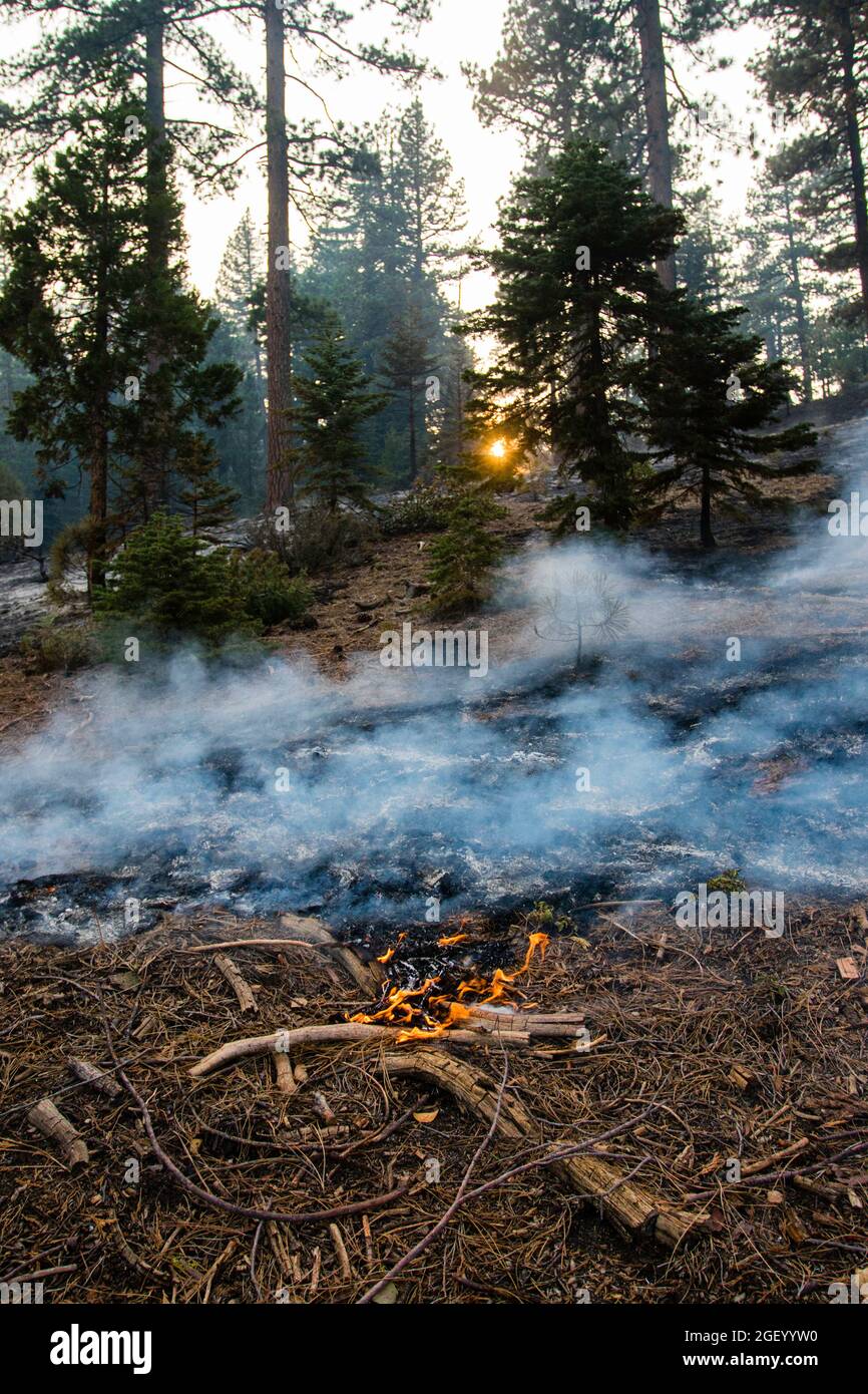 Small flames seen burning at the mountains. The Dixie fire continues to ...