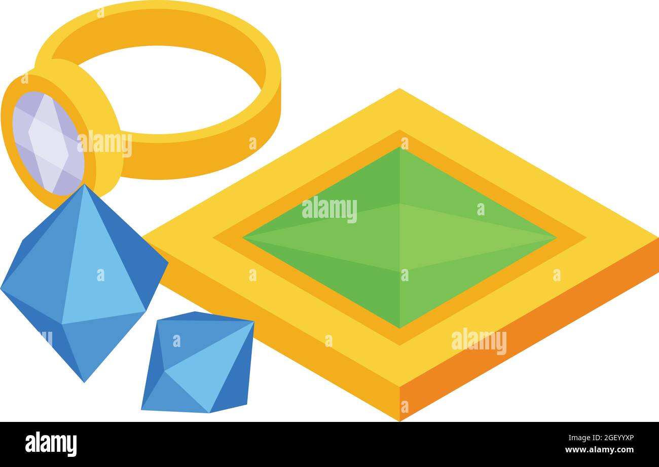 Gold jewelry icon isometric vector. Wedding ring. Golden metal Stock ...