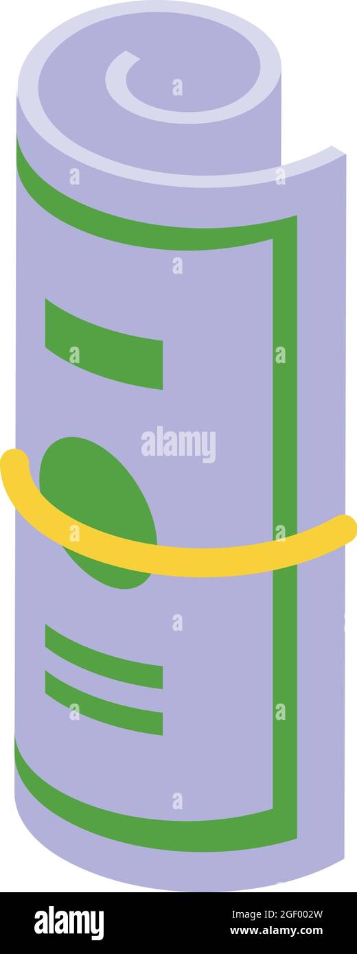 Dollar tip roll icon isometric vector. Money stack. American cash Stock ...