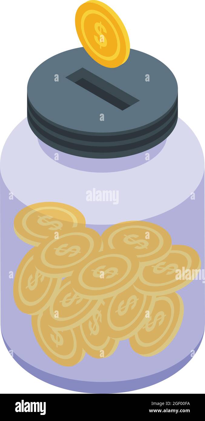 Money jar support icon isometric vector. Financial help. Business ...