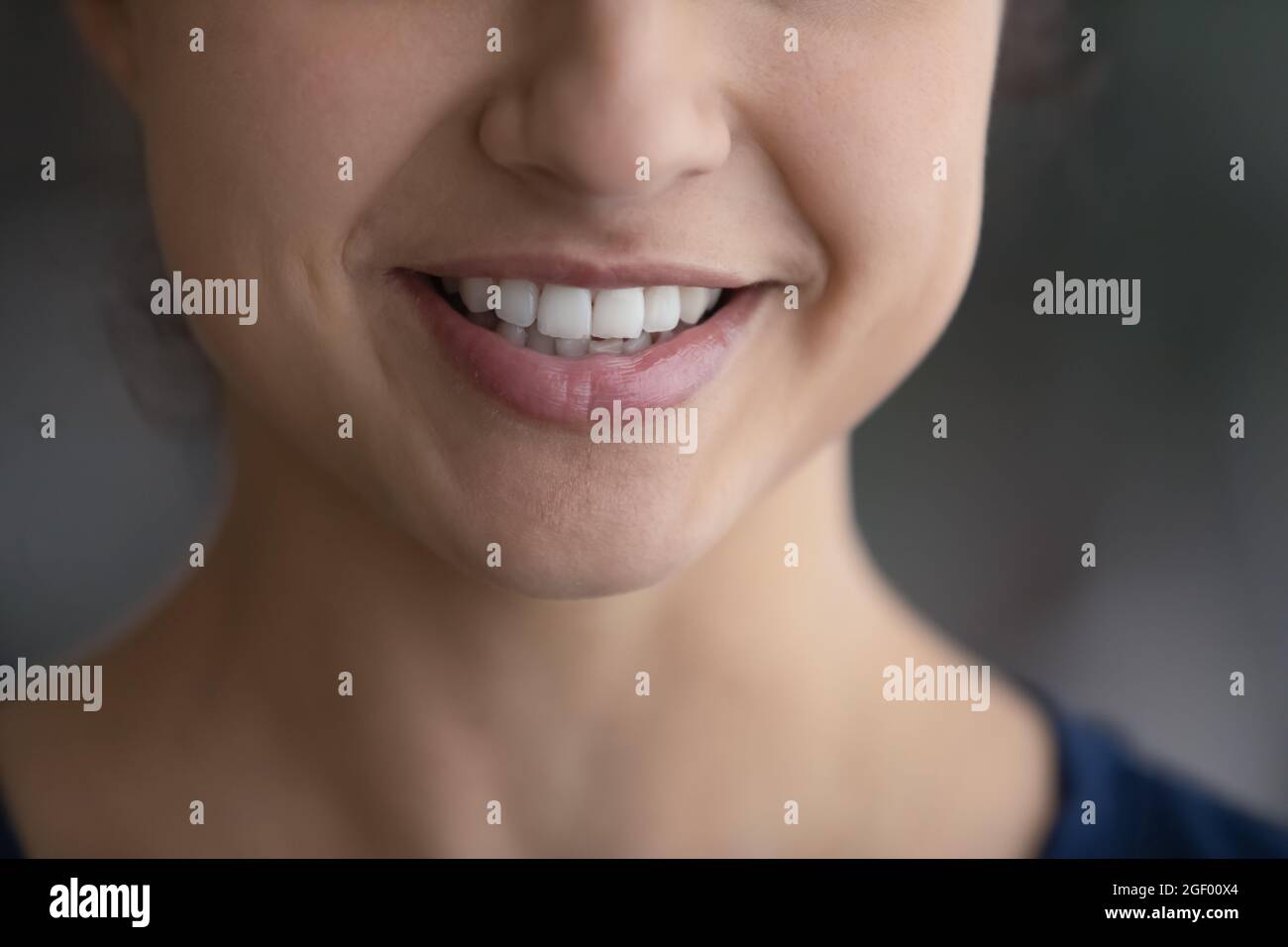 Close up of Indian woman show healthy white teeth Stock Photo - Alamy