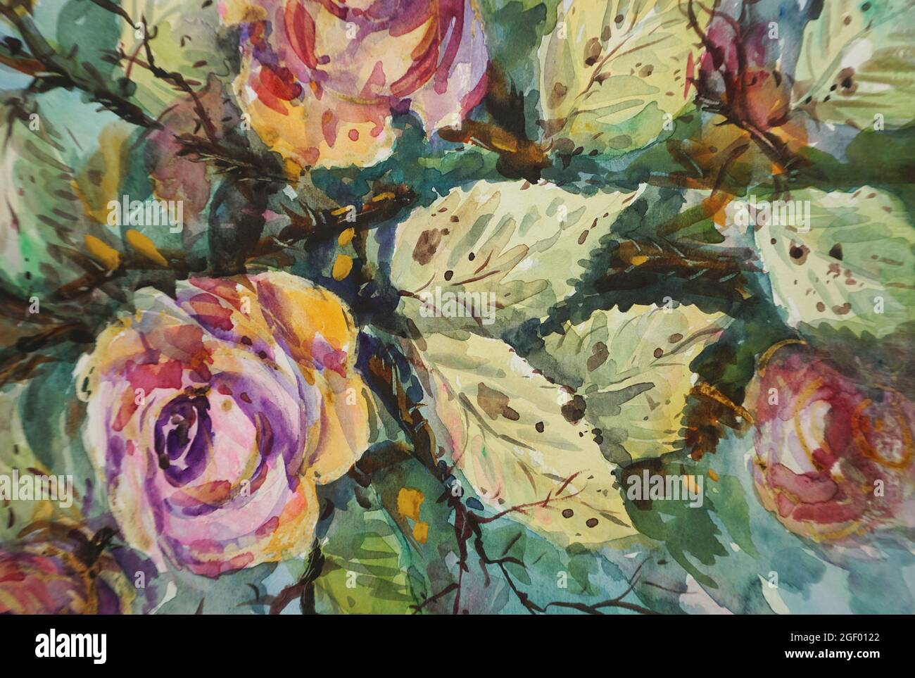 Art watercolor painting rose flower , abstract , design , background ...