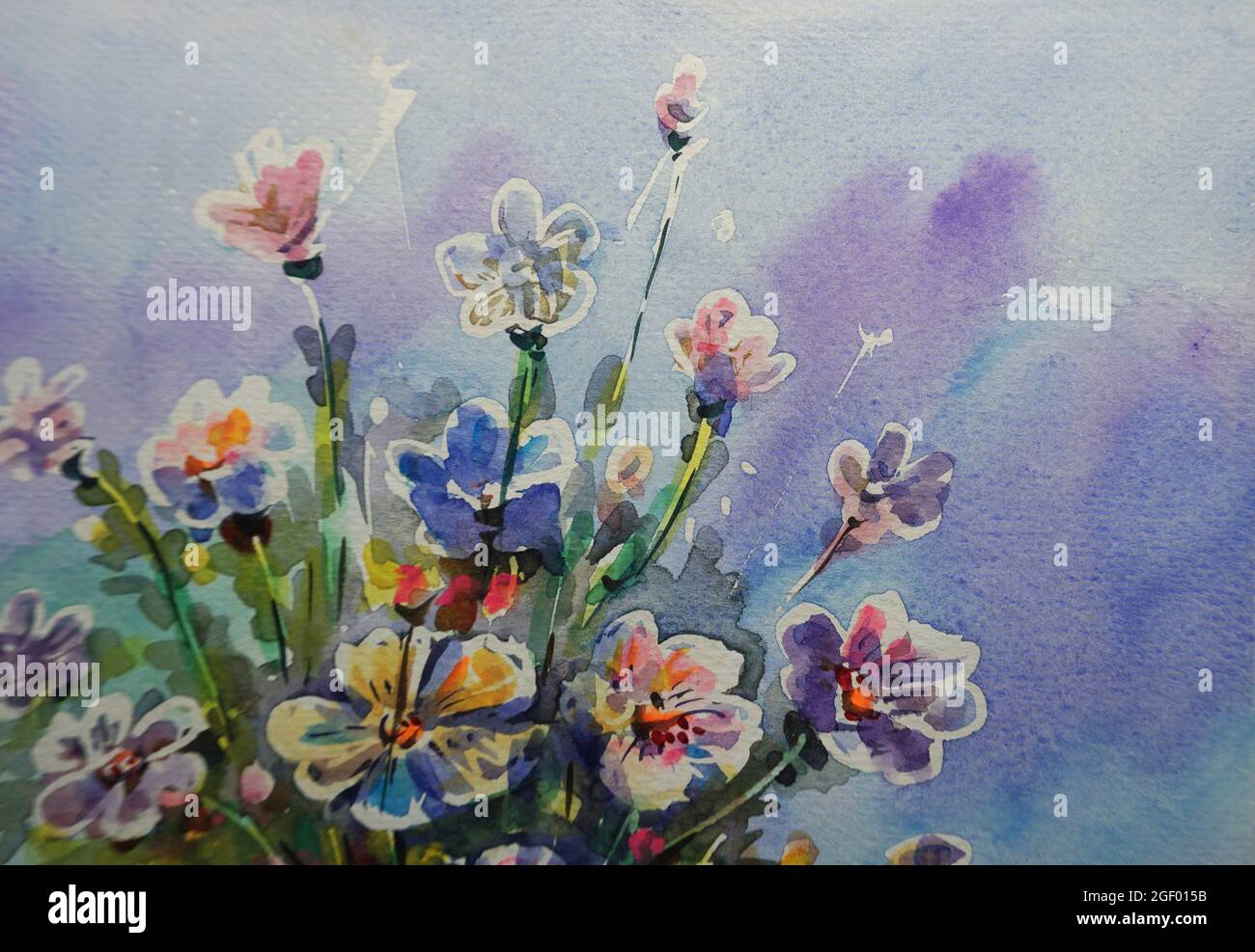 Art watercolor painting flower , abstract , design , background Stock ...