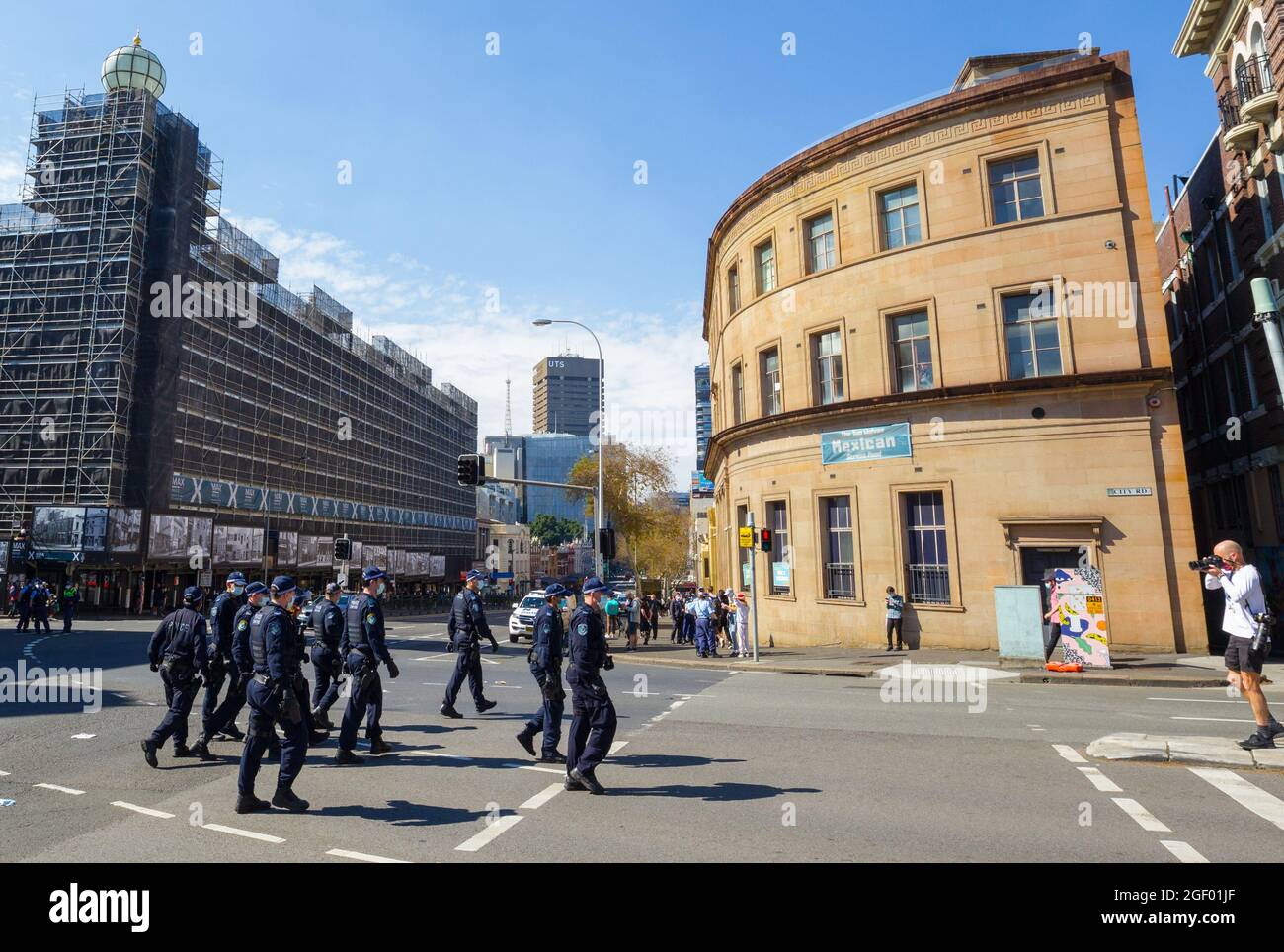 Sydney, Australia. 21 August 2021. An anti COVID-19 lockdown protest at ...