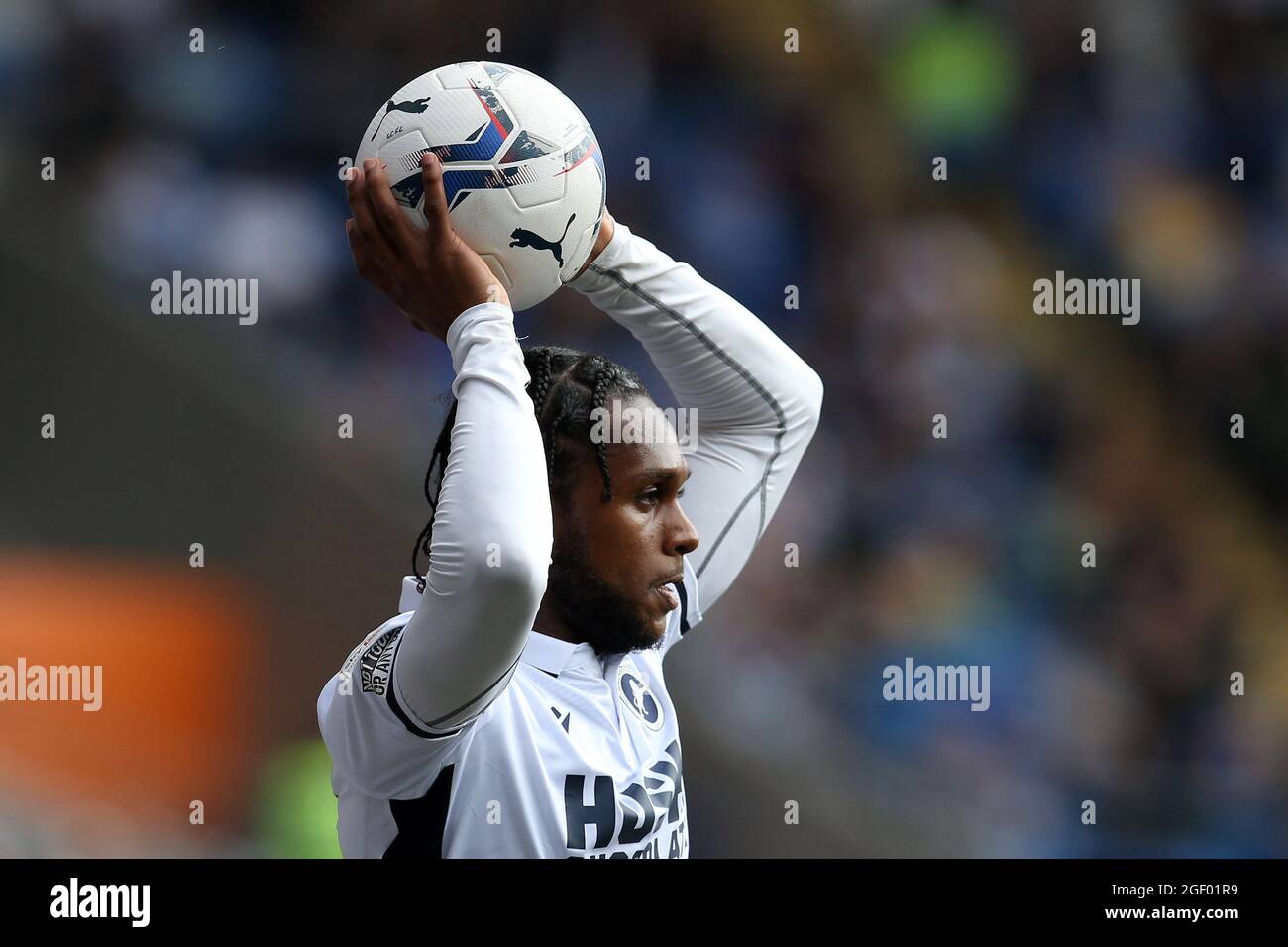 Mahlon Romeo of Millwall FC prepares to take a throw-in. EFL Skybet ...