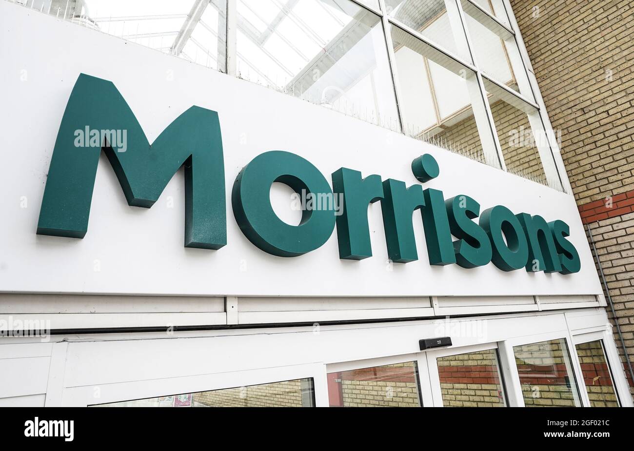 The entrance to a branch of Morrisons supermarket in Holloway, London ...