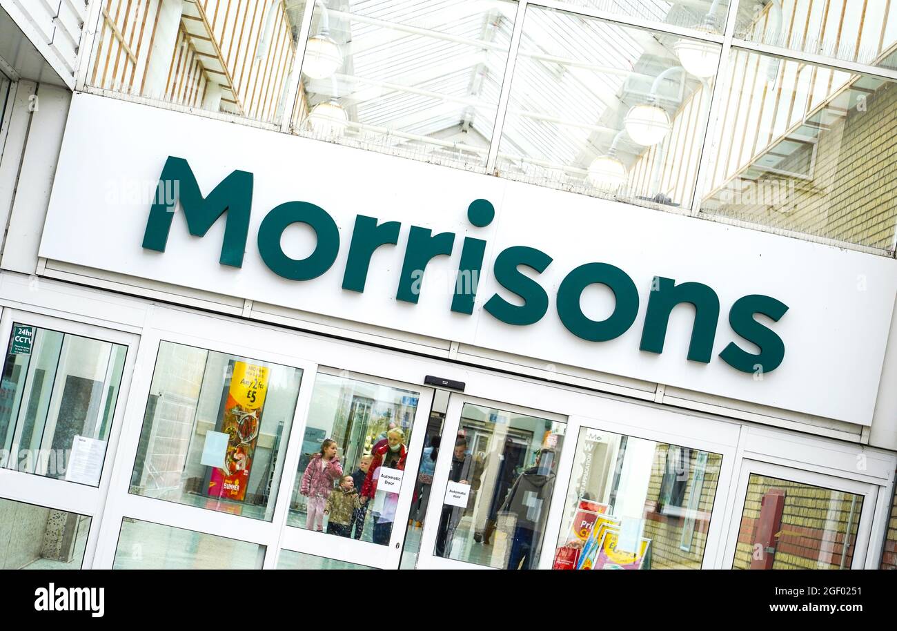 The entrance to a branch of Morrisons supermarket in Holloway, London ...
