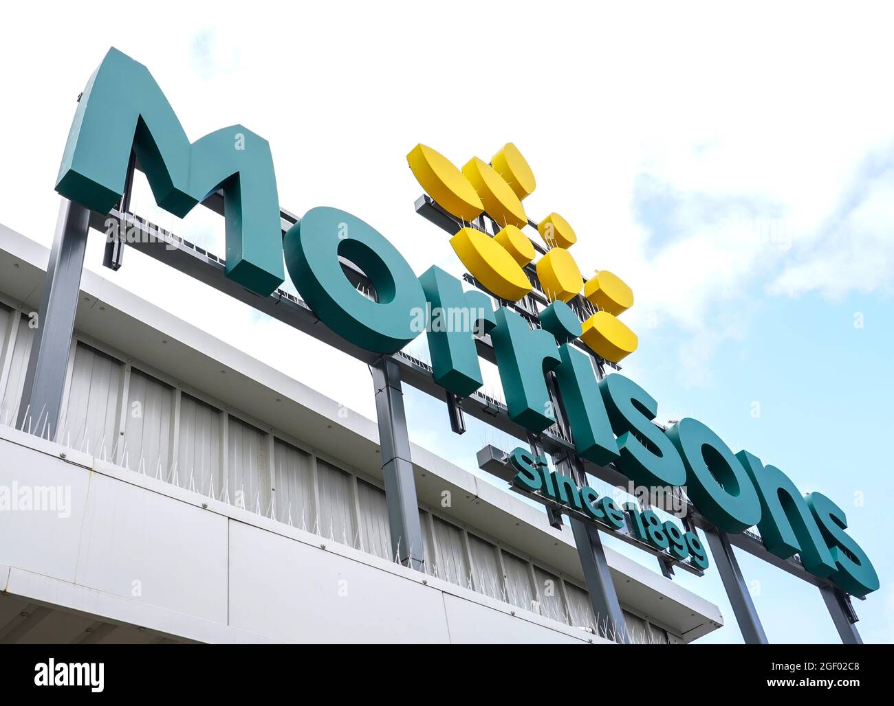 A view of a store sign at a branch of Morrisons supermarket in Camden ...