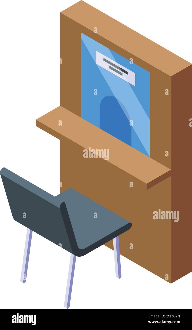 Bank window reception icon isometric vector. Teller counter. Work ...